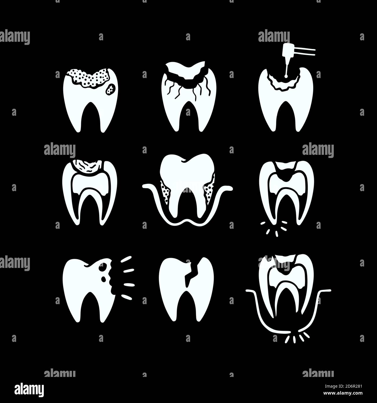 Tooth set icon dental treatment isolated collection Stock Vector Image ...
