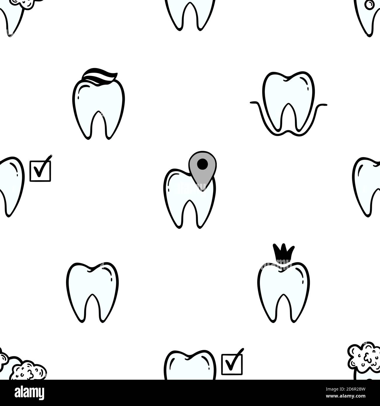 Tooth icon seamless pattern dental treatment isolated in white ...