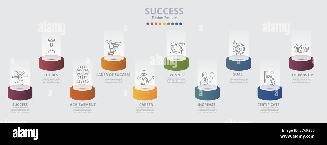 Infographic Success template. Icons in different colors. Include ...