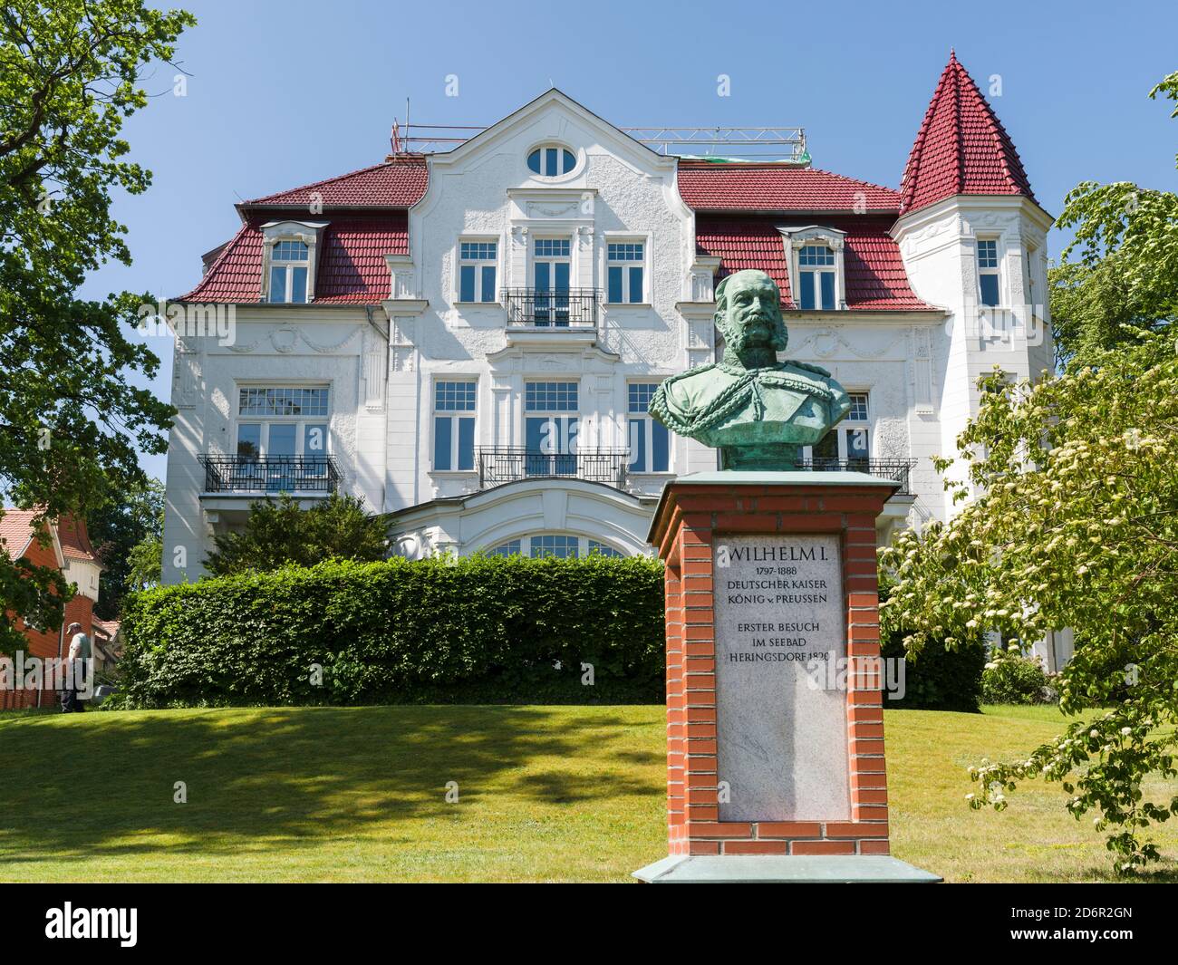 Villa at a waterfront location with a bust of the german emporar ...