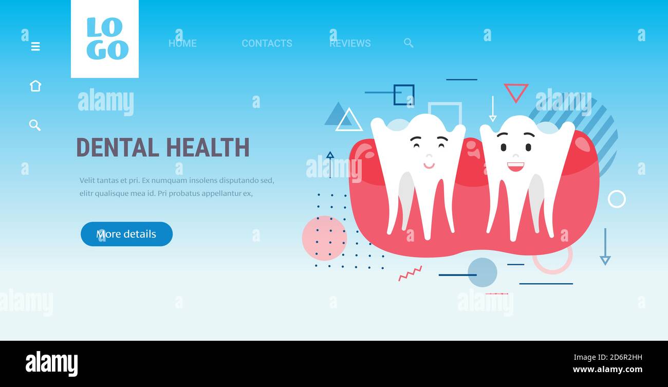 cute human teeth characters dental health dentistry concept horizontal ...