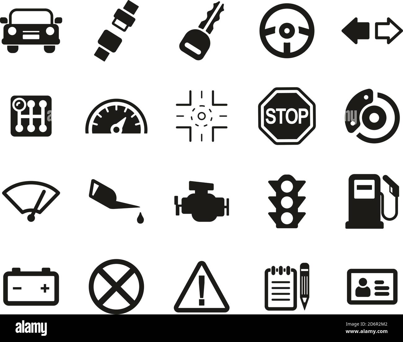 Driving School Icons Black & White Set Big Stock Vector Image & Art - Alamy