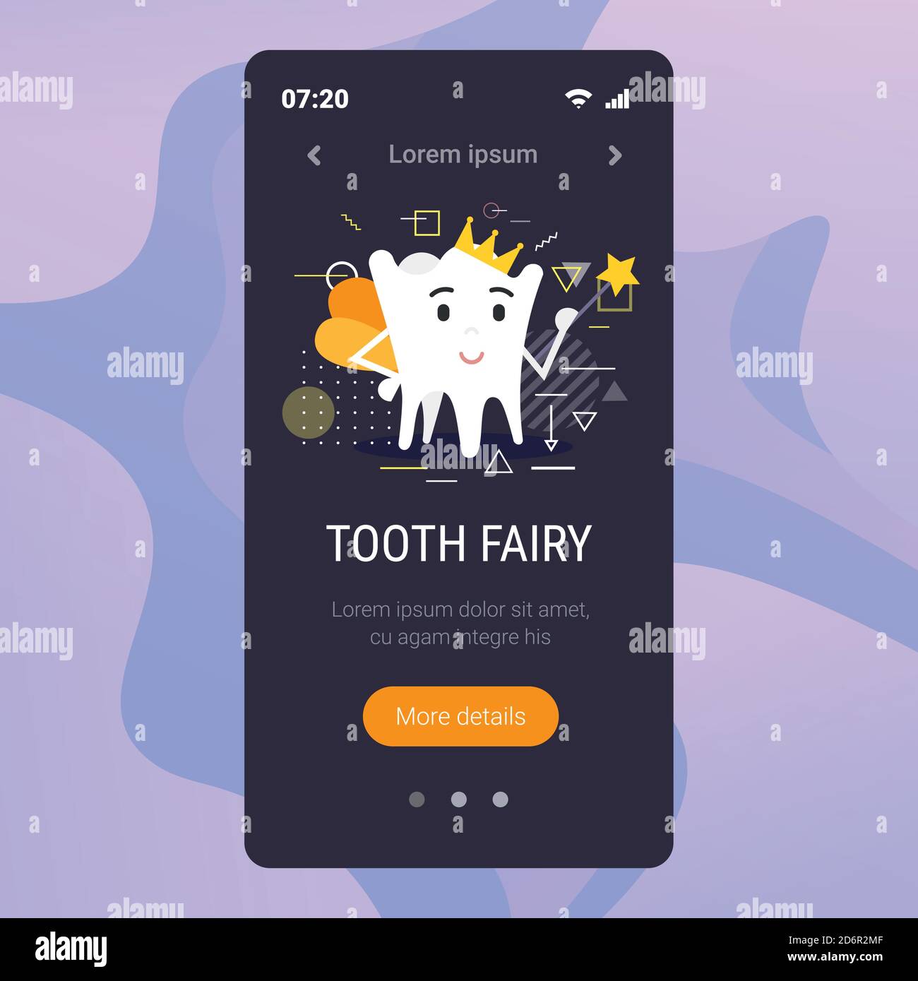 tooth fairy cute personage with magic wand oral dental hygiene concept ...