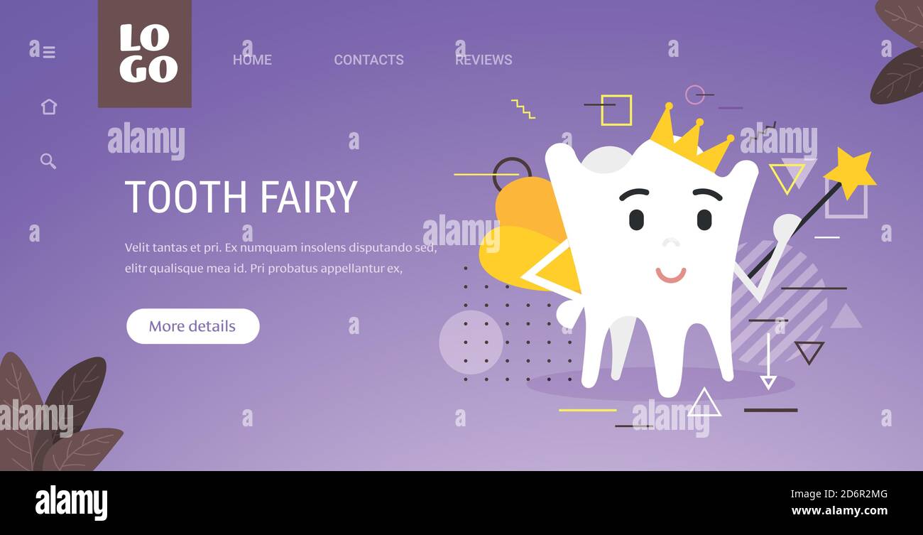 tooth fairy cute personage with magic wand oral dental hygiene concept ...