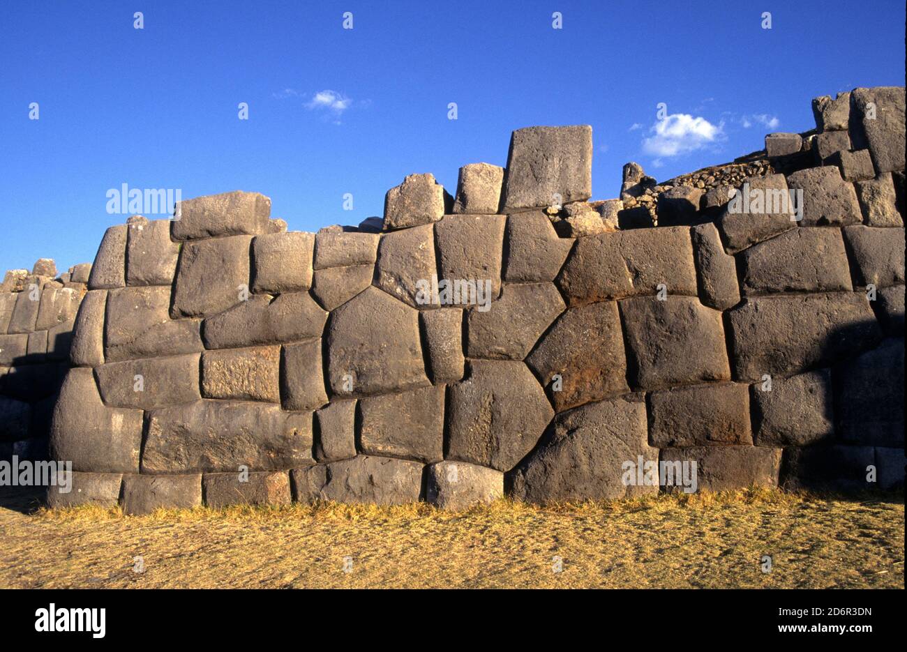Massive stone wall of Sacsayhuaman fortress, an ancient Inca stronghold ...