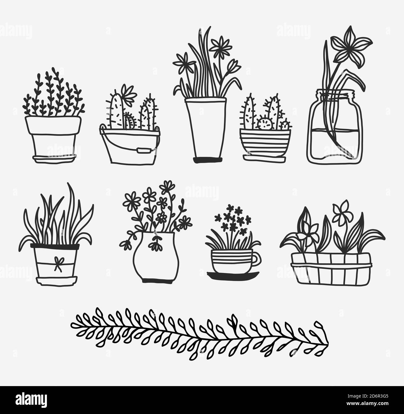Flower Pots With Flowers Drawing