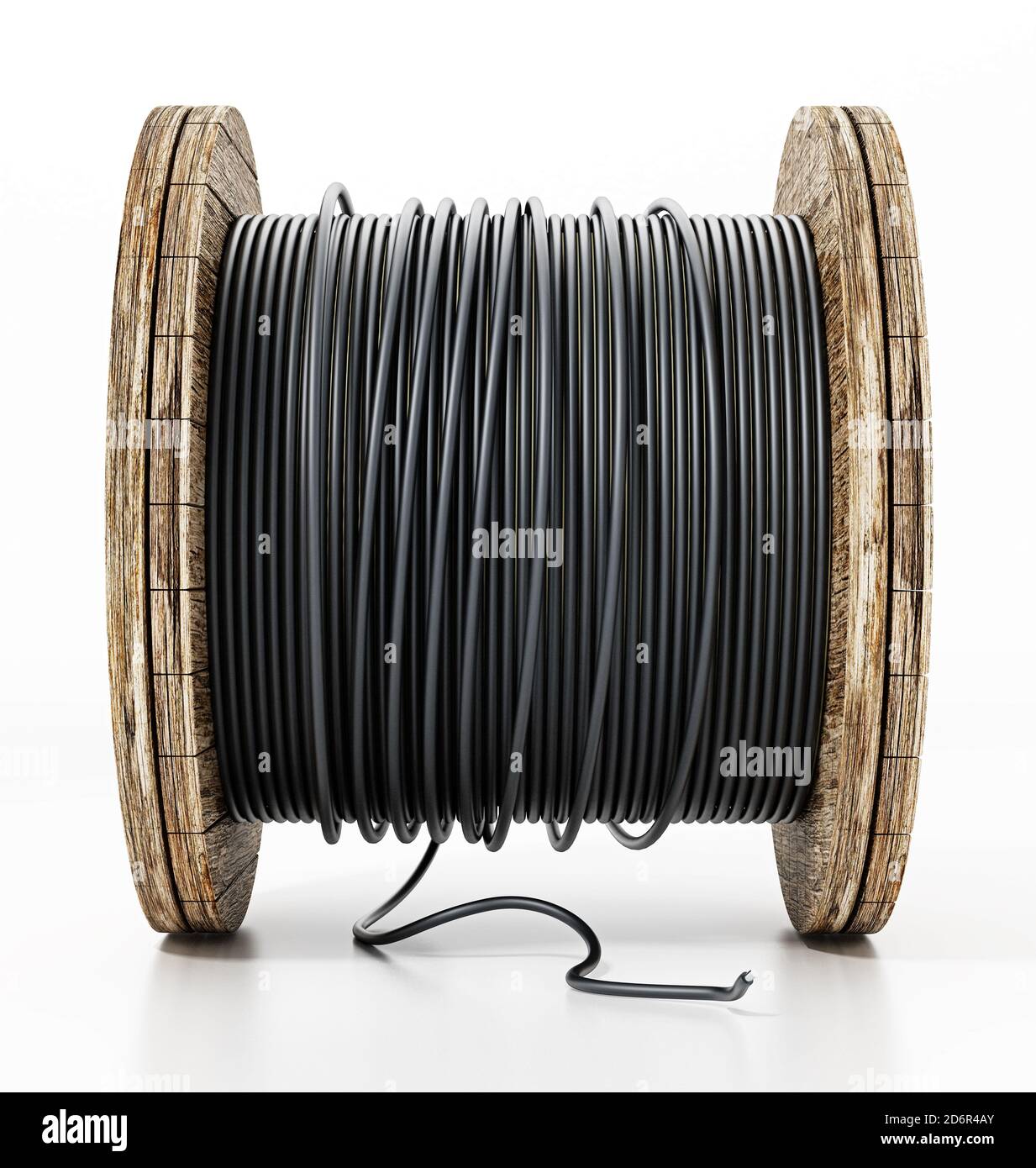 Large spools of cable isolated on white background. 3D illustration ...