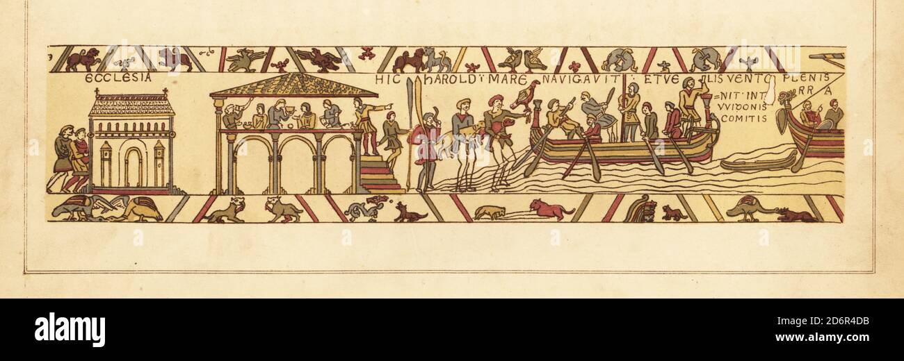 Harold Godwinson at Bosham Church, a Saxon feast, and Harold with hawk ...