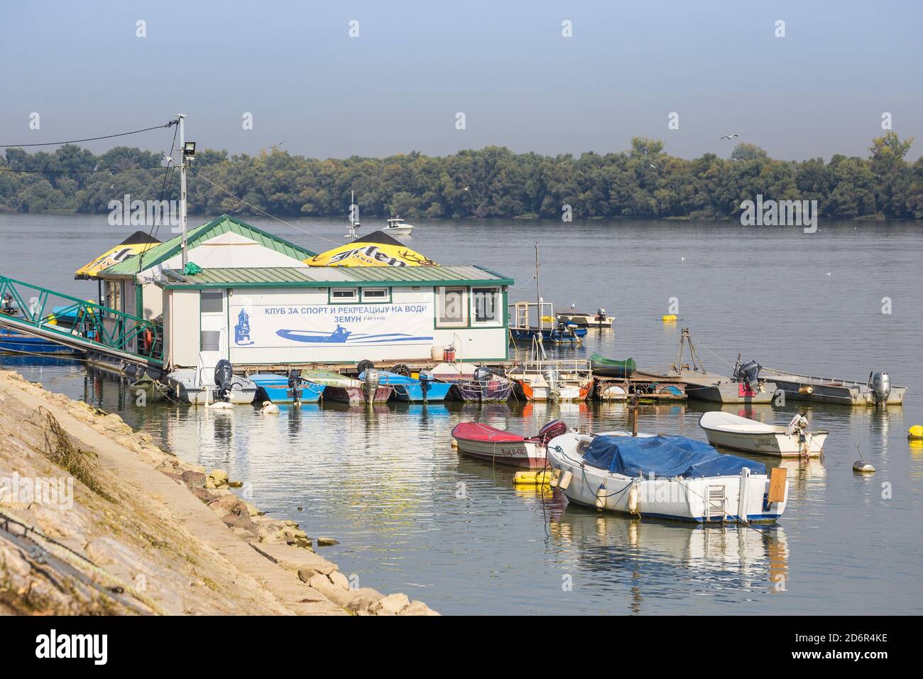 Serbia, Belgrade, Zemun, Restaurant boat on The Danube river Stock ...
