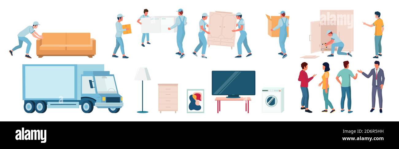 Home moving and relocation set, flat vector isolated illustration ...