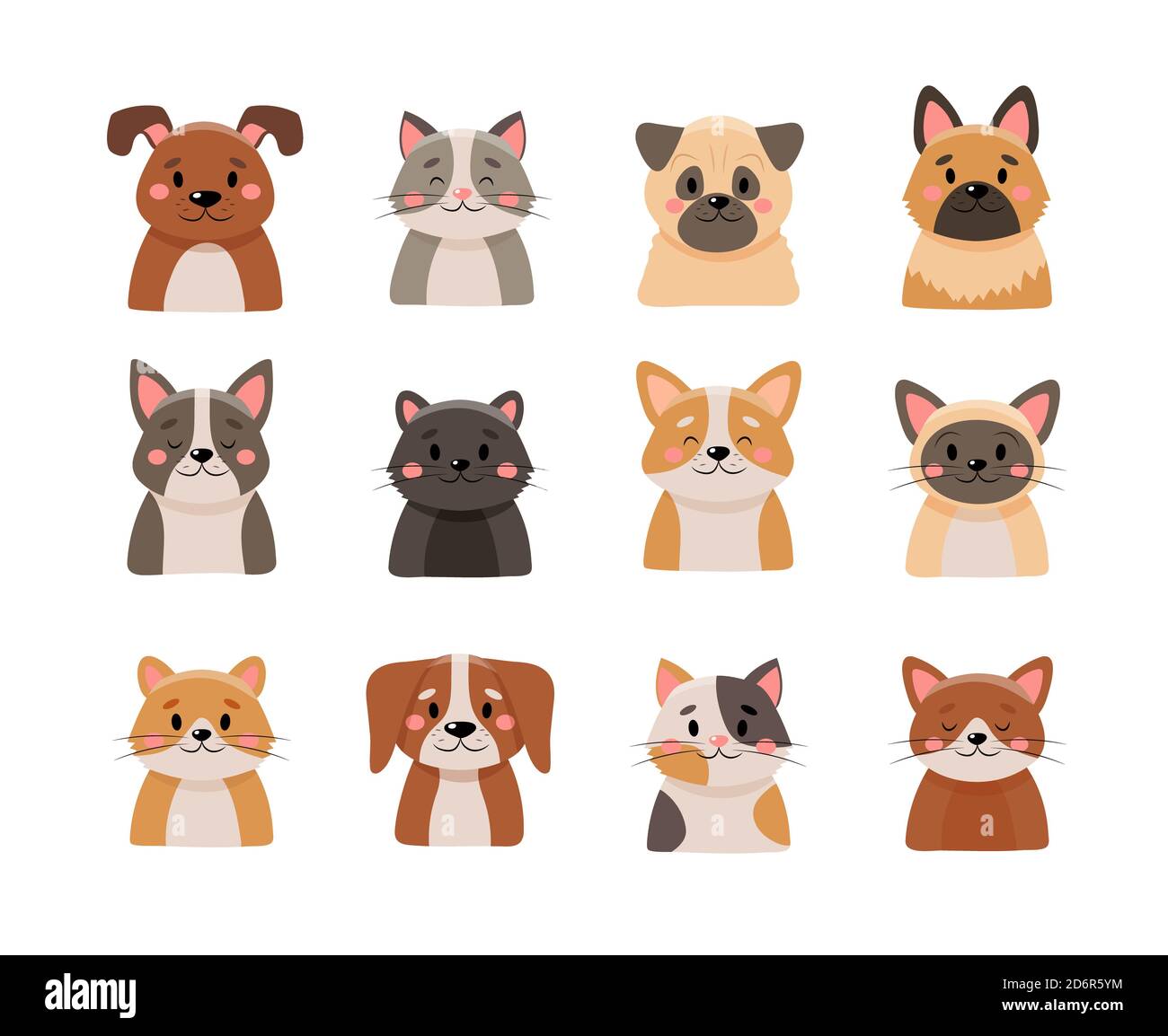 Cute pets collection, isolated on white background Stock Photo - Alamy