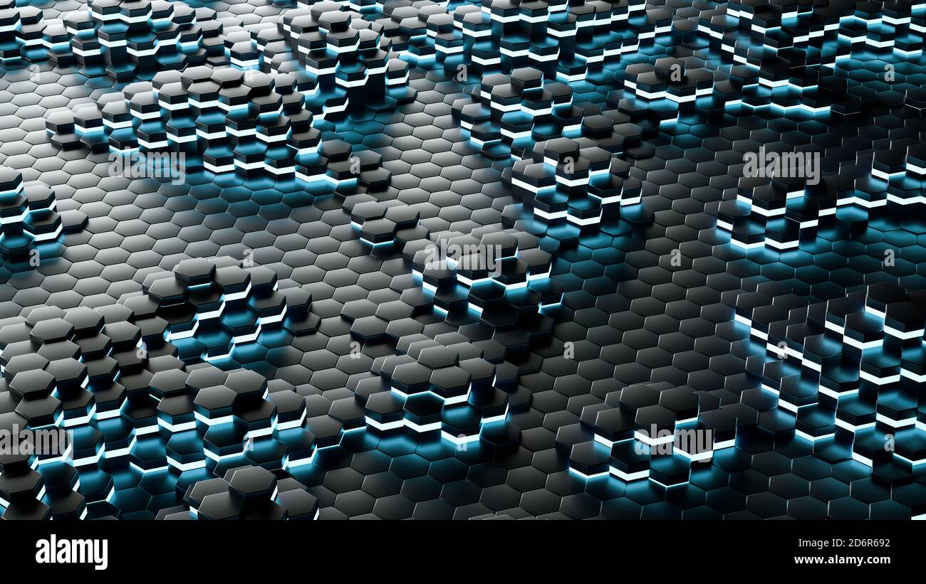 3D rendering of an abstract technological hexagonal background Stock ...