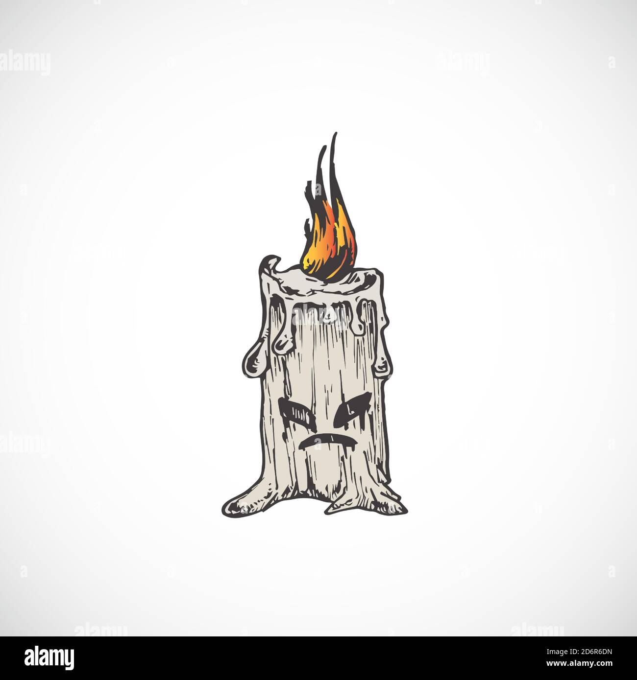 Hand Drawn Colorful Halloween Scary Candle Vector Illustration ...