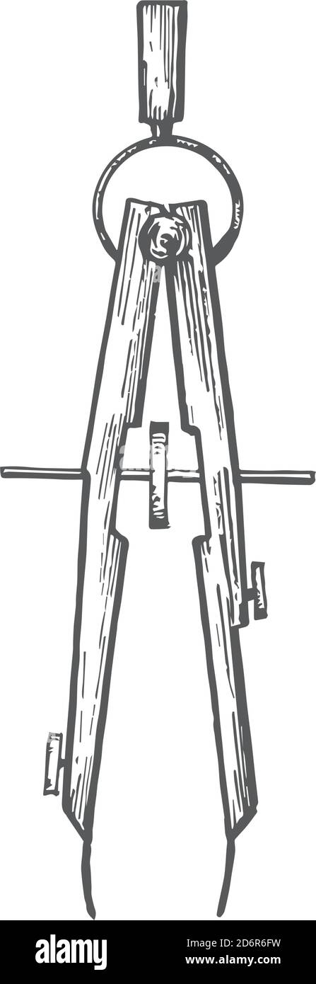 Compas Hand Drawn Doodle Vector Illustration. Abstract Stationary ...