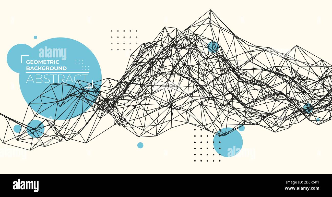 Abstract 3D Art in Minimal Style. Array with Dynamic Emitted Particles ...