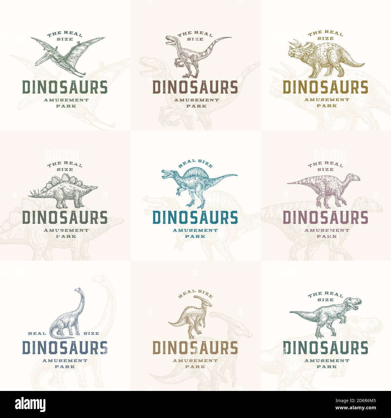 Amusement Park Prehistoric Dinosaurs Abstract Signs, Symbols or Logo ...
