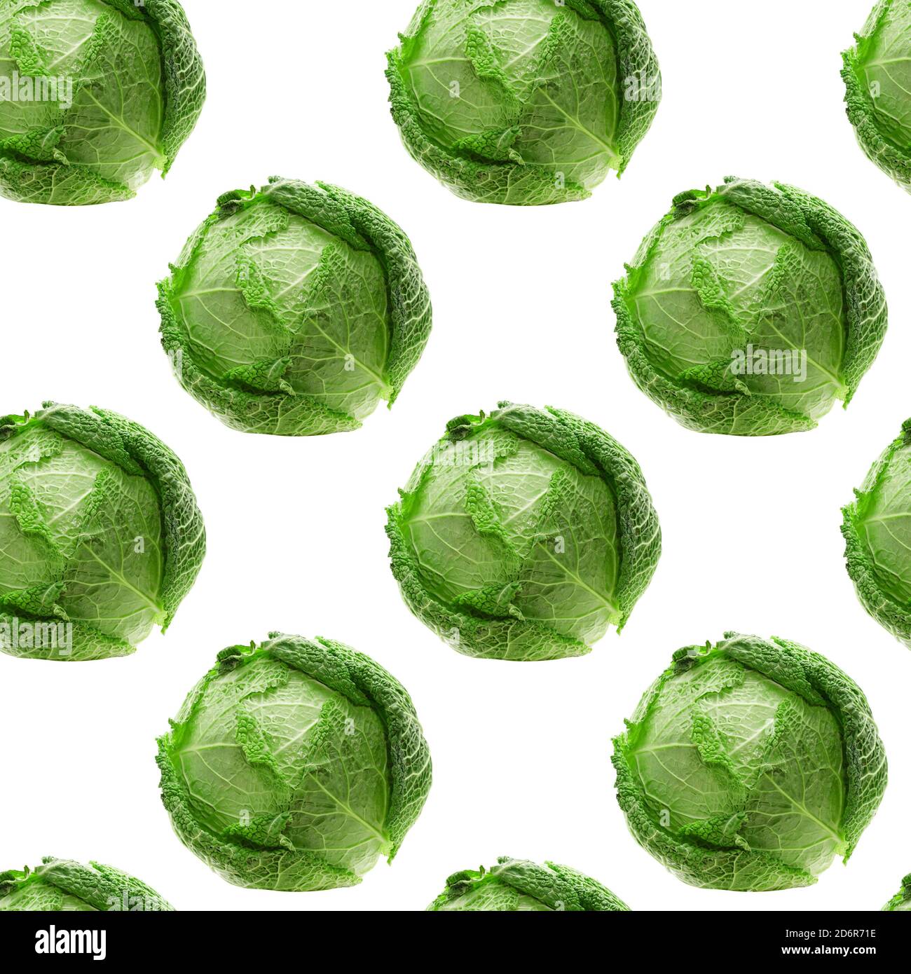 seamless pattern of green cabbage isolated on white background Stock ...