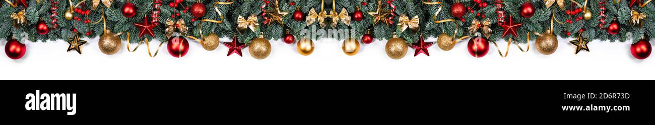 Christmas border frame design copmosition of noble fir tree branch and ...