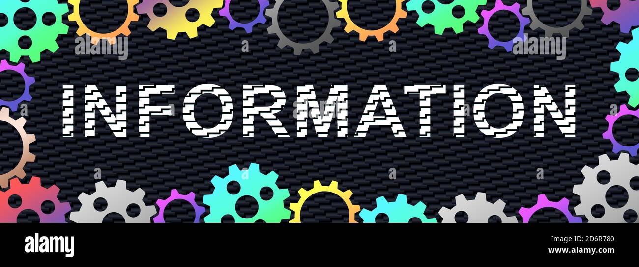 Word information surrounded with multicolored cogwheels Stock Photo - Alamy