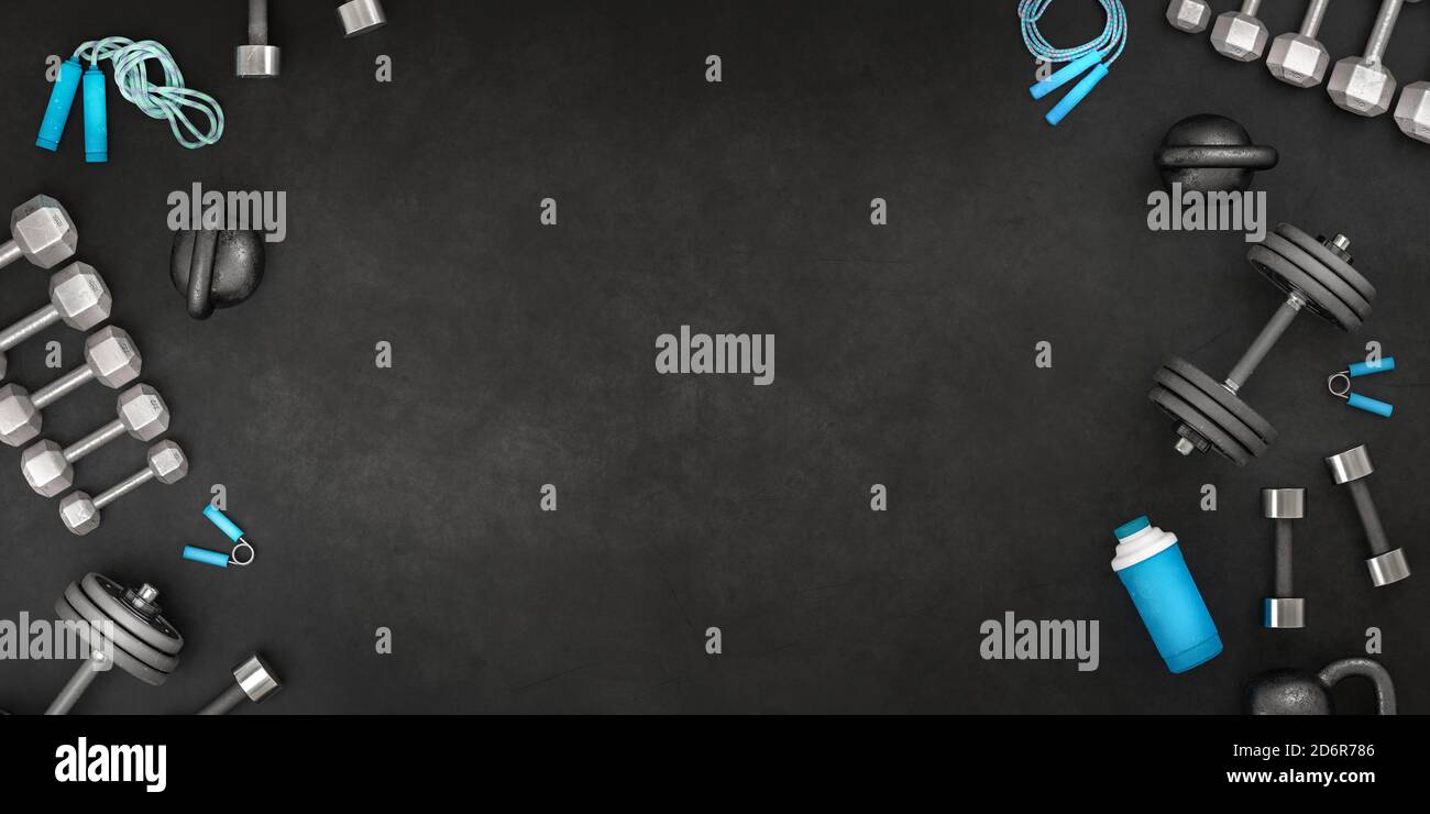 Gym and fitness workout equipment. Sport lifting bodybuilding concept ...