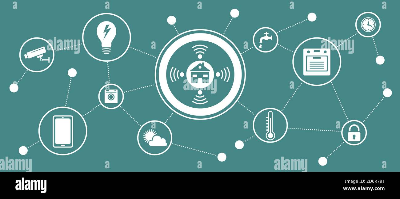 Concept of smart home with connected icons Stock Photo - Alamy