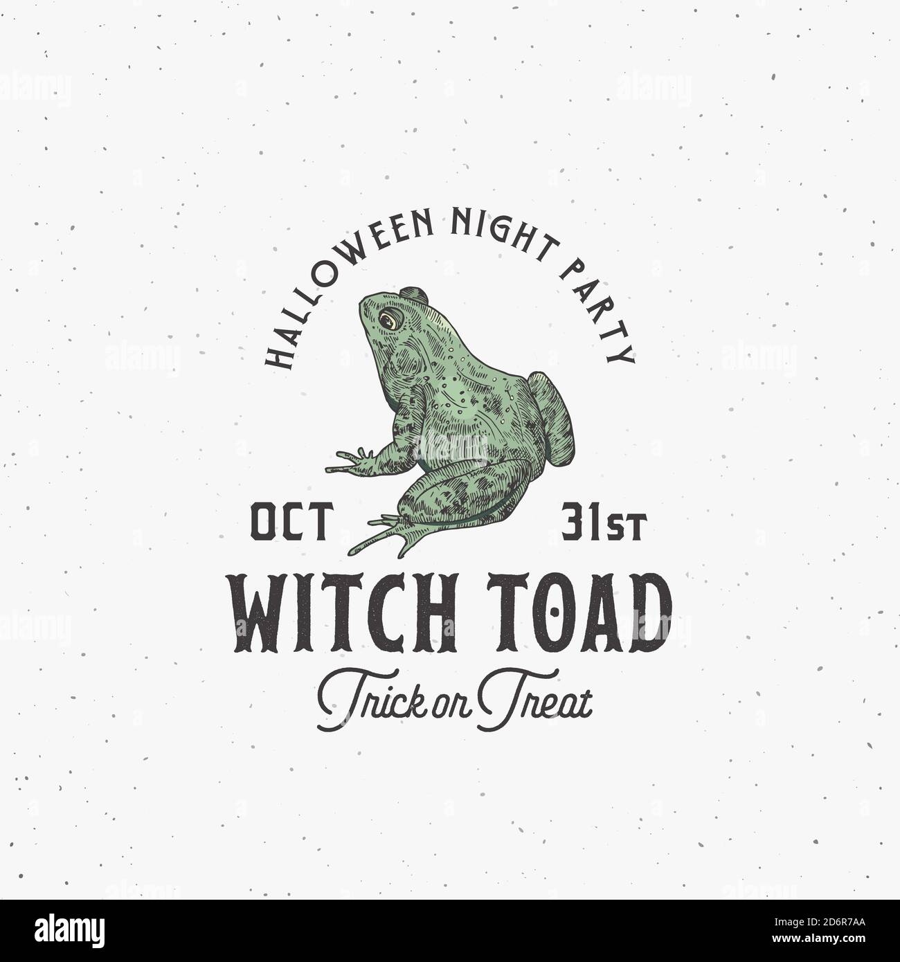 Creepy Witch Toad Halloween Night Party Sign, Logo or Label Template ...