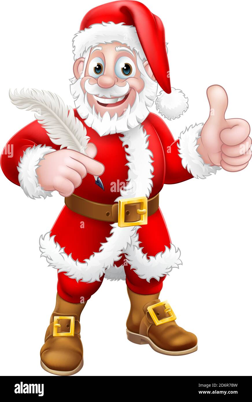 Santa Claus Quill Pen Thumbs Up Cartoon Stock Vector Image & Art - Alamy