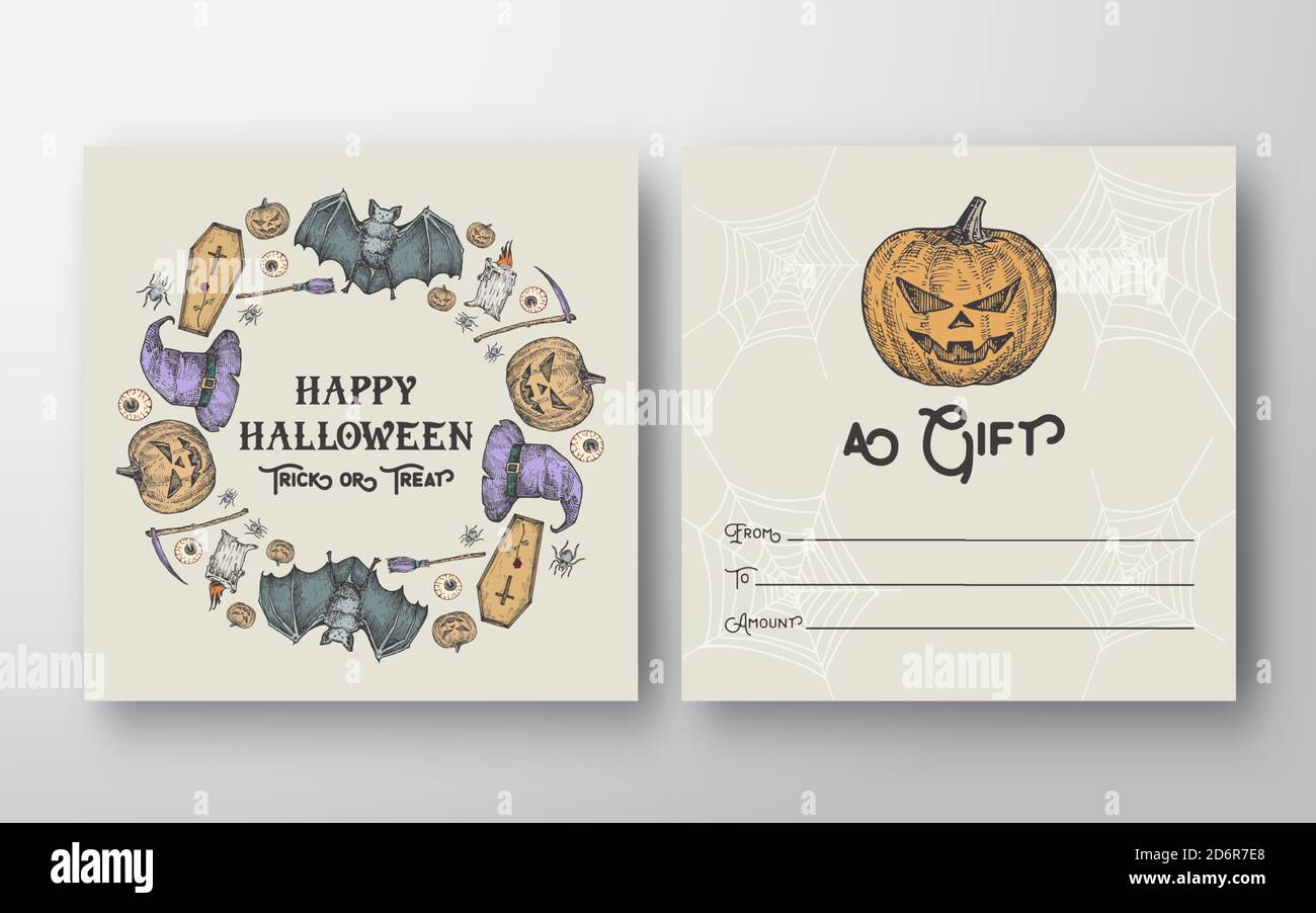 Halloween Wreath Abstract Vector Greeting Gift Card Background Template ...