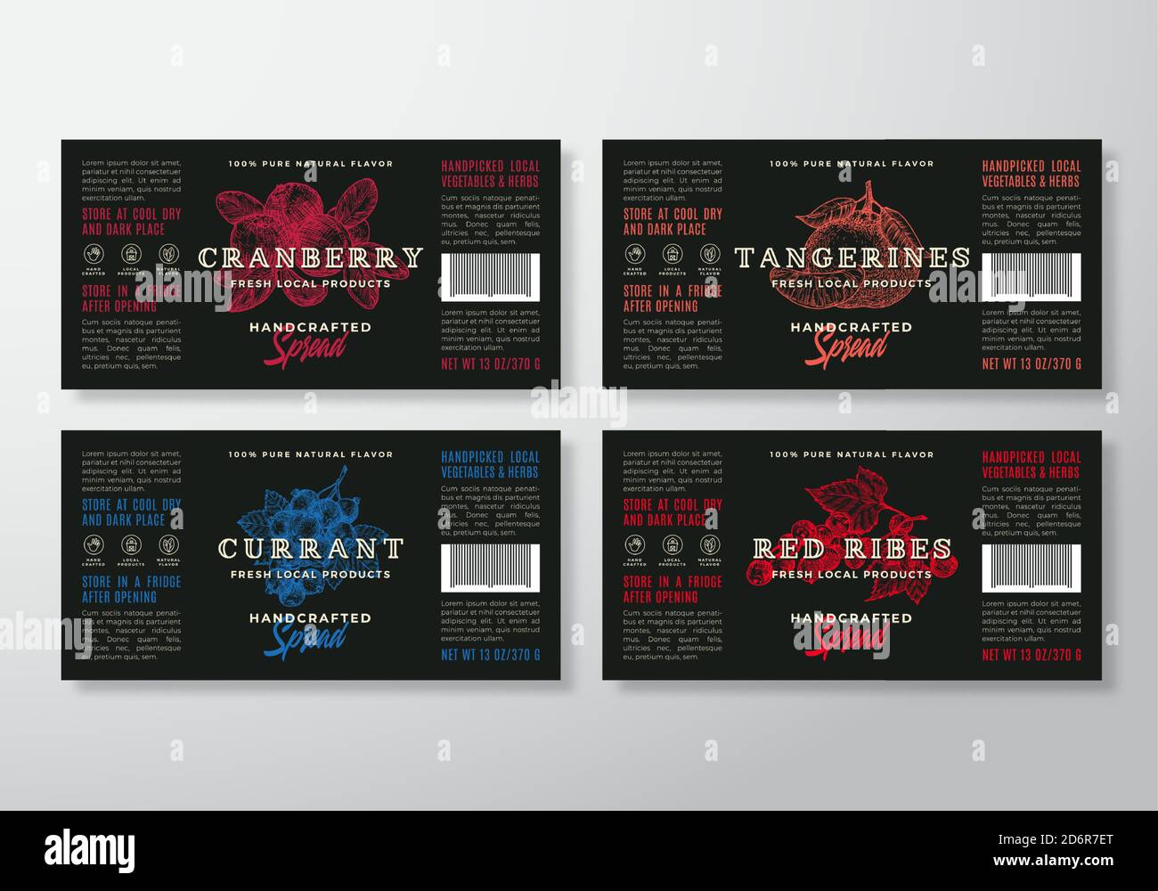 Handcrafted Spread or Jam Labels Template Set. Abstract Vector ...