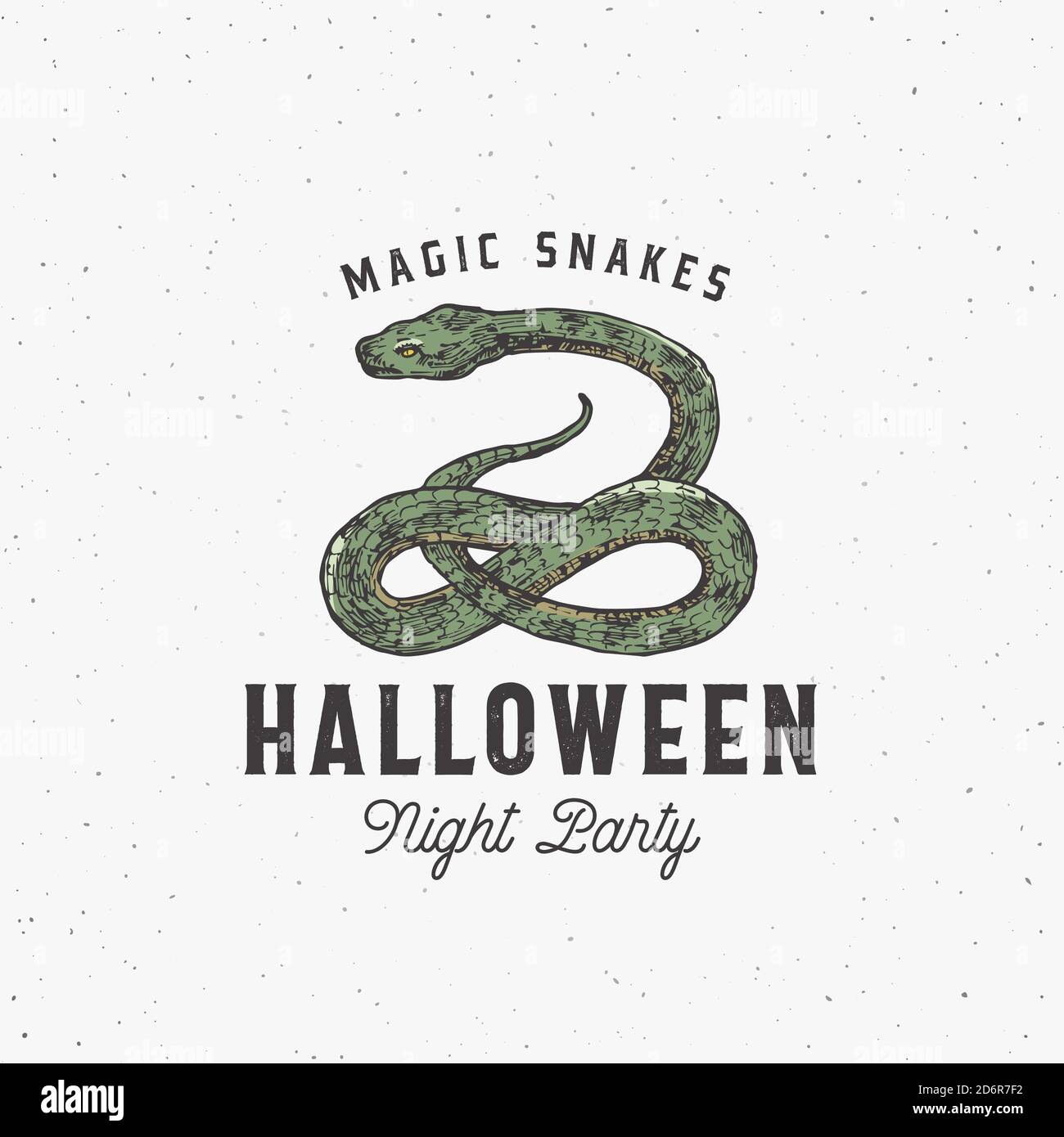 Magic Snakes Halloween Night Party Sign, Logo or Label Template. Hand ...