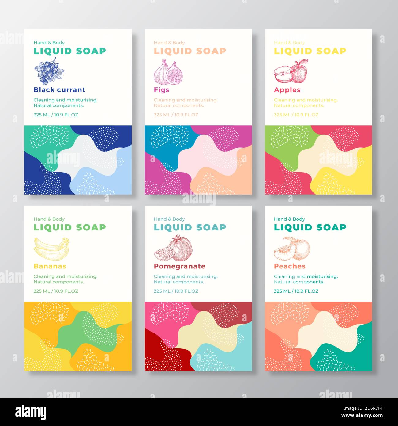 Liquid Soap Package Label Templates Set. Abstract Shapes Camo ...