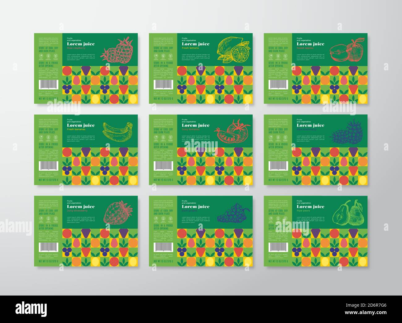 Pattern Juice Label Templates Collection. Abstract Vector Packaging ...