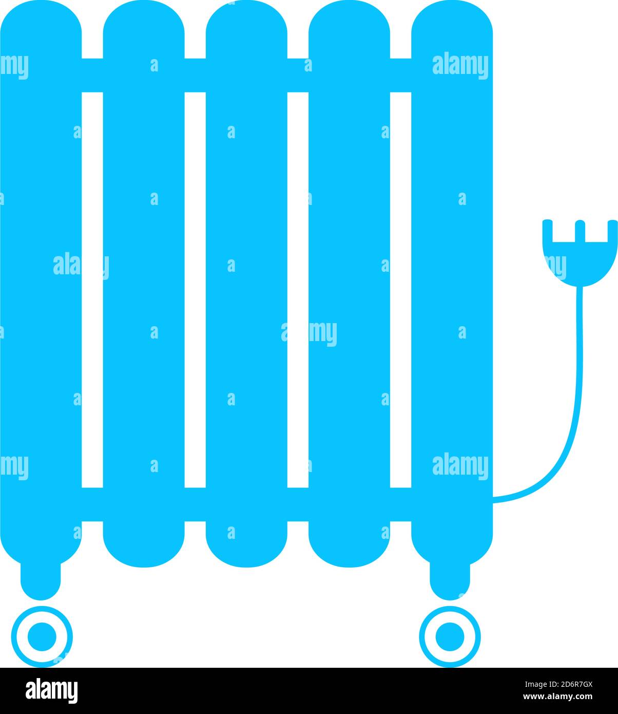 Oil filled radiator heater icon flat. Blue pictogram on white ...
