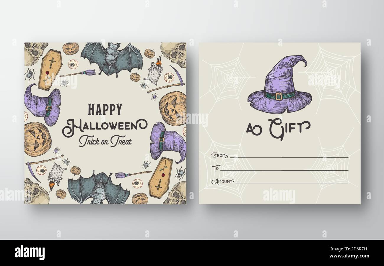 Halloween Abstract Vector Greeting Gift Card Background Template. Back ...