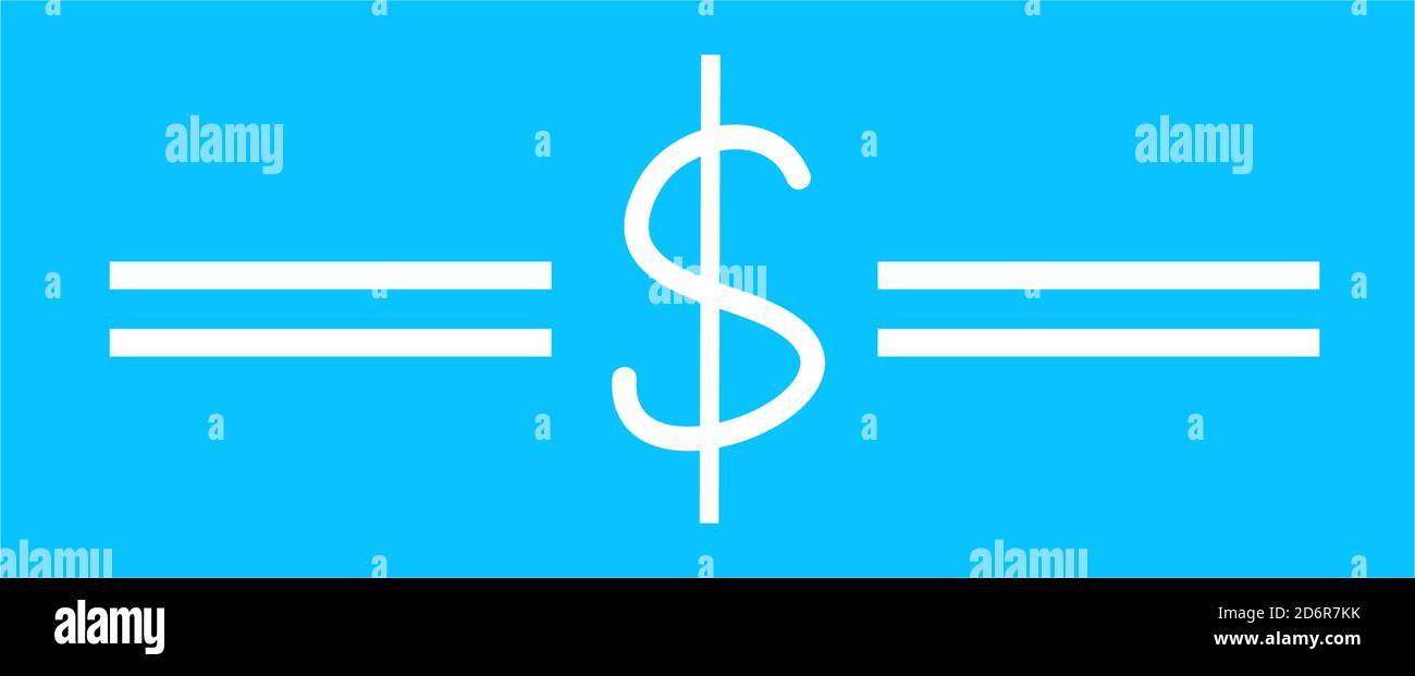 Money icon flat. Blue pictogram on white background. Vector ...