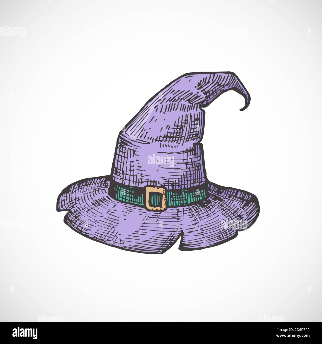Hand Drawn Colorful Halloween Witch Hat Illustration. Abstract Vector ...