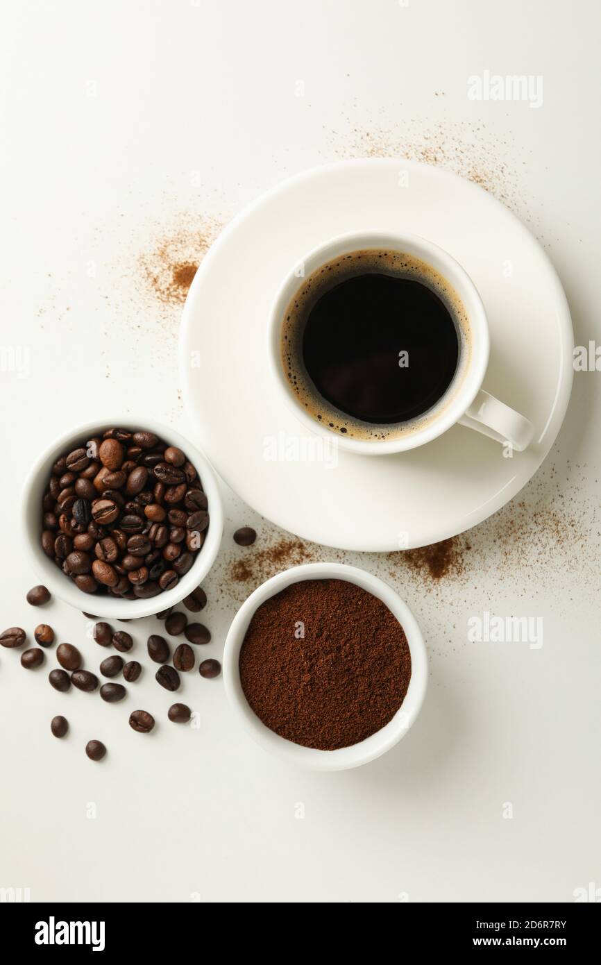 Concept of cooking coffee on white background Stock Photo - Alamy
