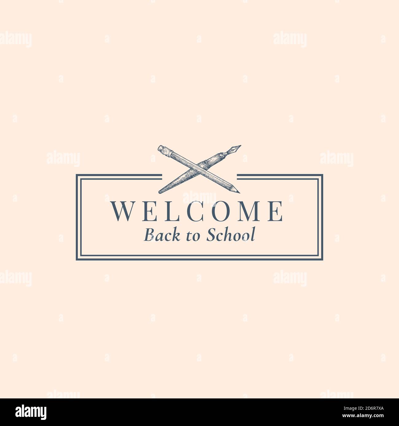 Welcome Back to School Stationary Vector Sign, Symbol or Logo Template ...