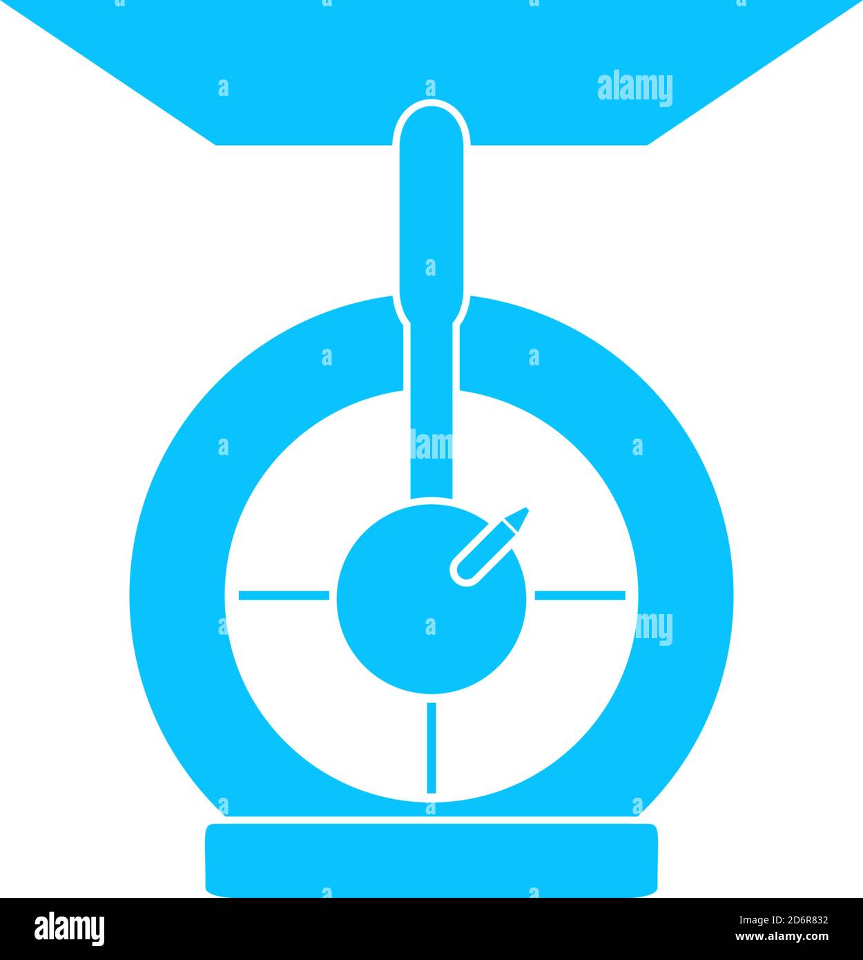Kitchen scales icon flat. Blue pictogram on white background. Vector ...