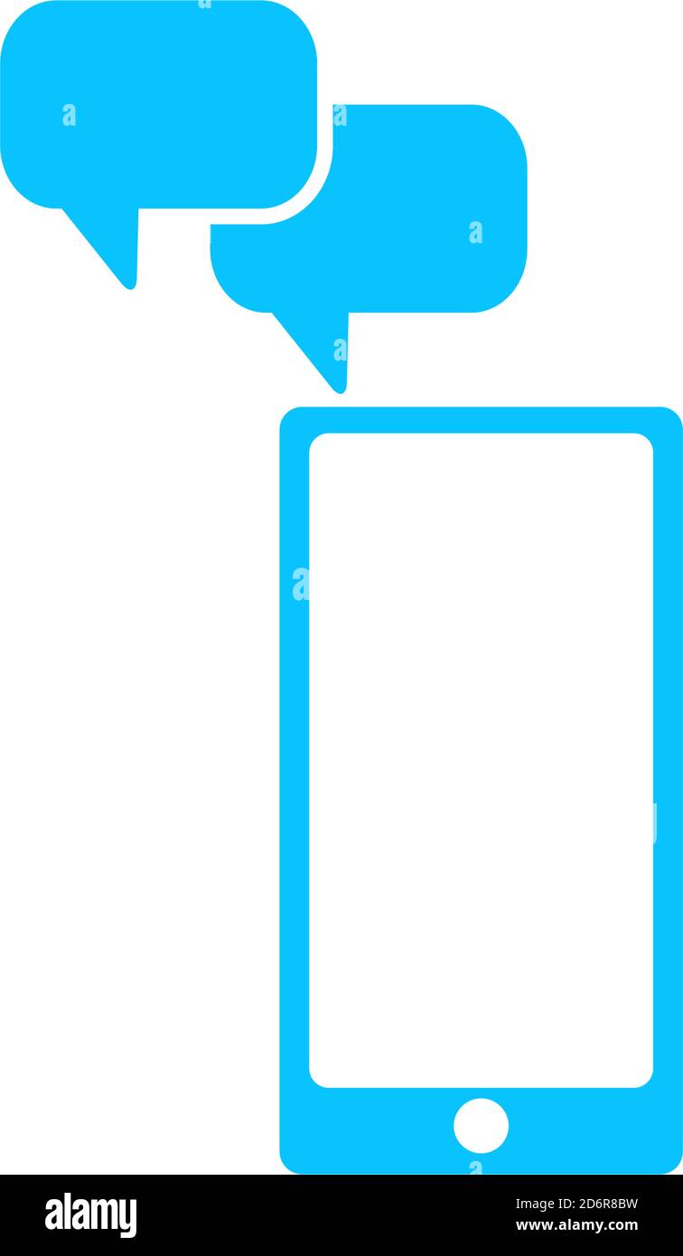 Smartphone Message icon flat. Blue pictogram on white background ...