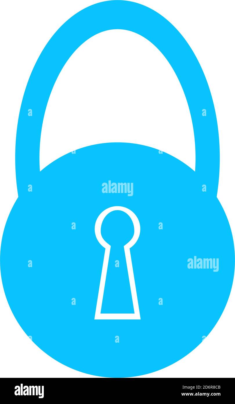 Lock icon flat. Blue pictogram on white background. Vector illustration ...