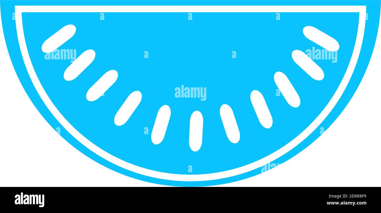 Watermelon icon flat. Blue pictogram on white background. Vector ...