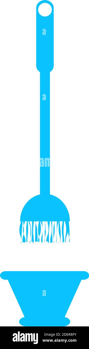 Mop and bucket icon flat. Blue pictogram on white background. Vector ...