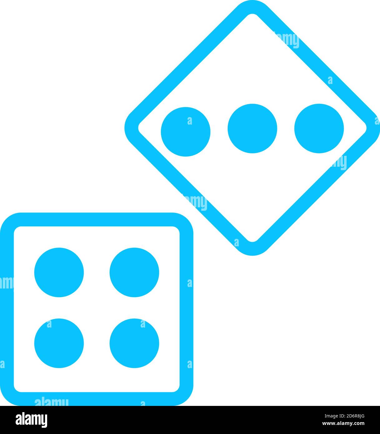 Two Dices icon flat. Blue pictogram on white background. Vector ...
