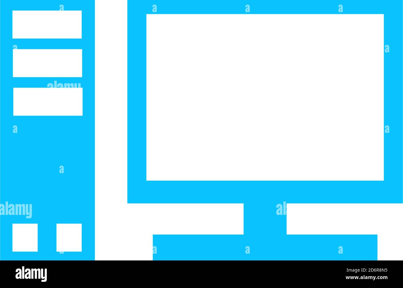 Computer icon flat. Blue pictogram on white background. Vector ...