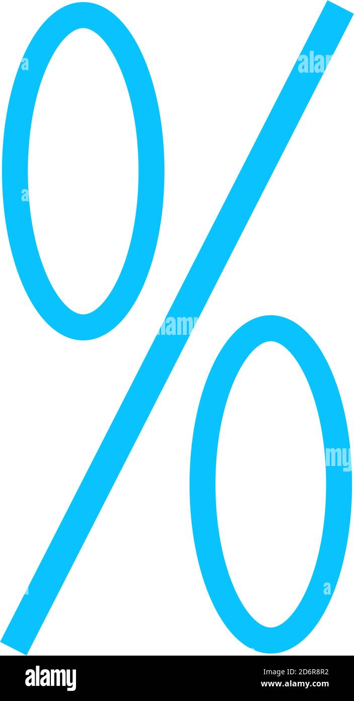 Percent icon flat. Blue pictogram on white background. Vector ...