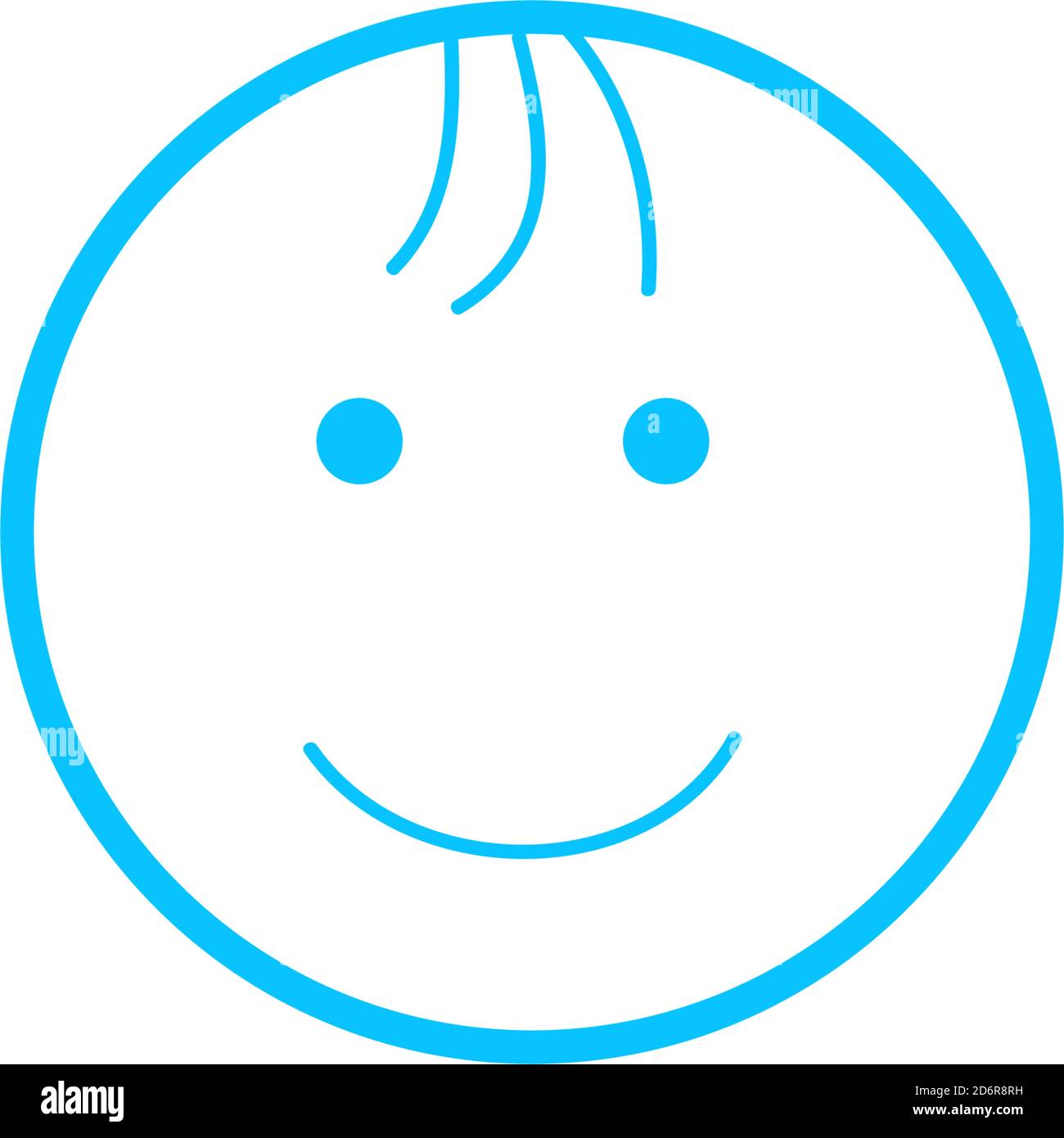 Smiling child icon flat. Blue pictogram on white background. Vector ...