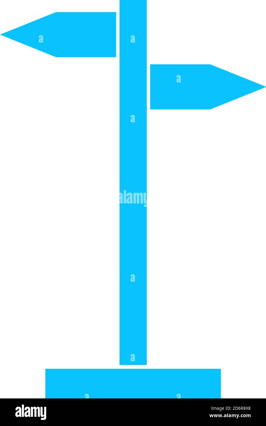 Signpost icon flat. Blue pictogram on white background. Vector ...