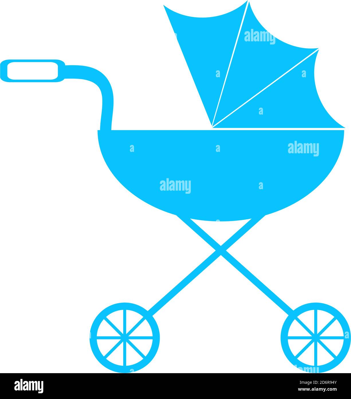 Pram icon flat. Blue pictogram on white background. Vector illustration ...