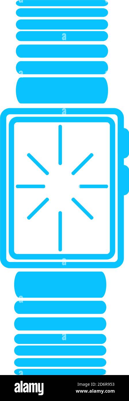 Watch icon flat. Blue pictogram on white background. Vector ...